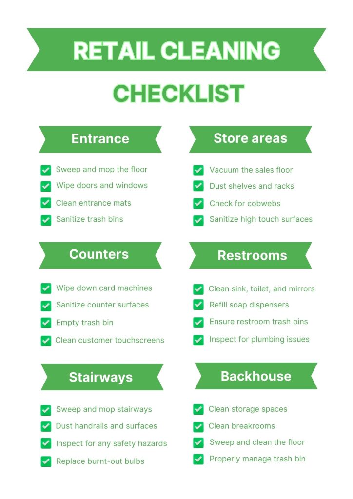 Retail Cleaning Checklist For Retail Store